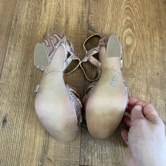 Sam Edelman | Shoes | Sam Edelman Taryn Snake Skin Sandal Heel Size 6 | Poshmark